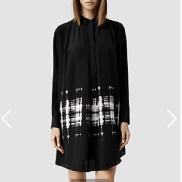 All Saints | Dresses | All Saints Rains Hex Silk Shirt Dress Size 6 ...